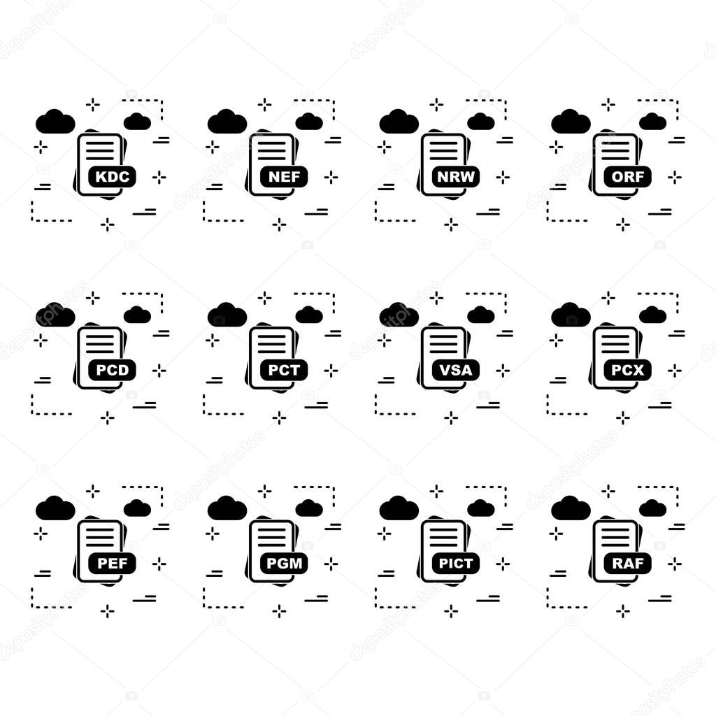conjunto de iconos de formato de archivo vectorial 2022