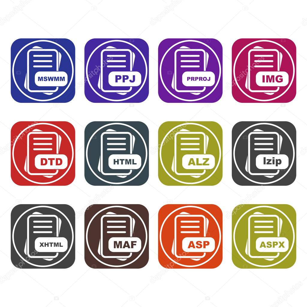 conjunto de iconos de formato de archivo vectorial 2024