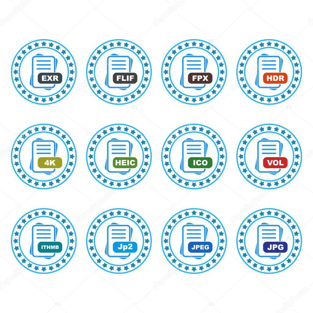 conjunto de iconos de formato de archivo vectorial 2022