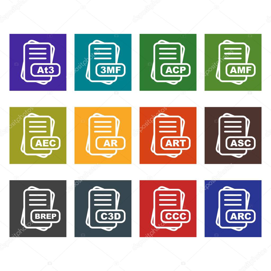 conjunto de iconos de formato de archivo vectorial 2025