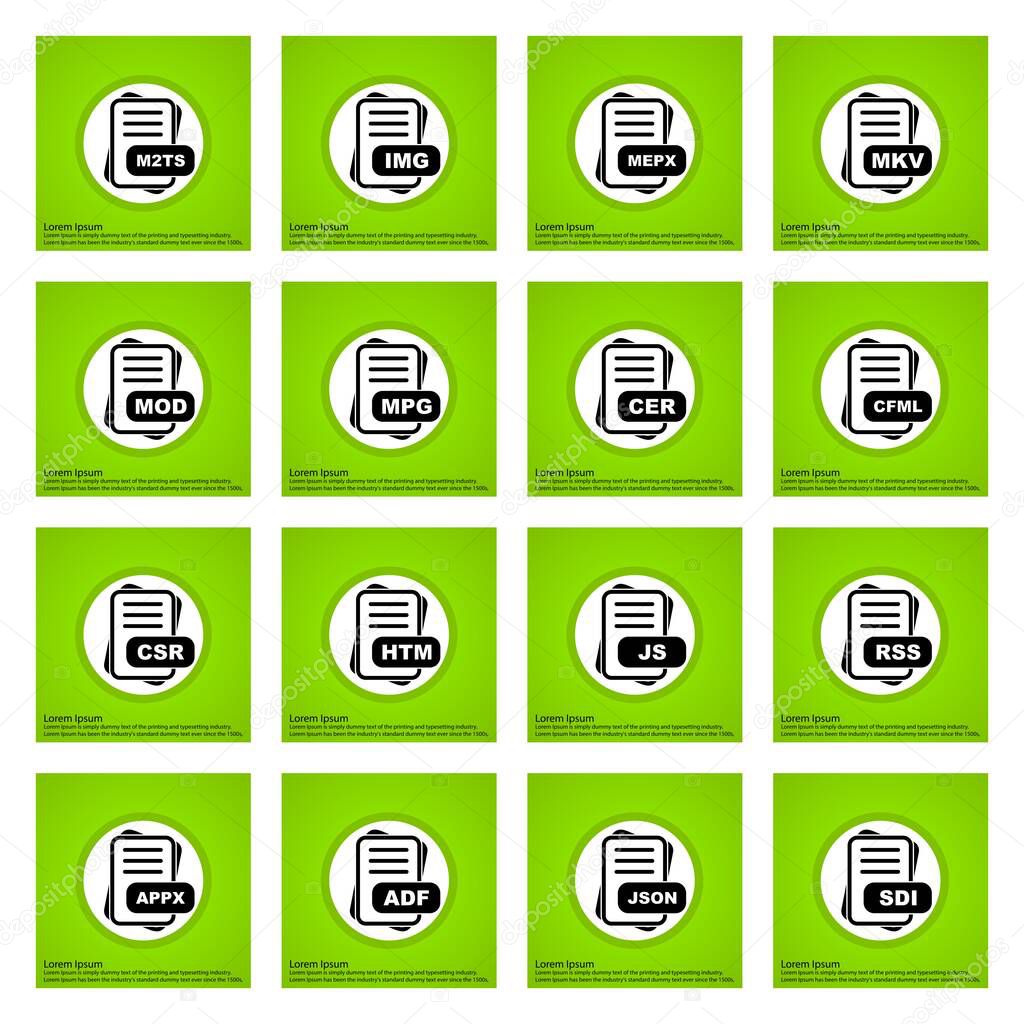 Conjunto de iconos de formato de archivo, ilustración vectorial 2024