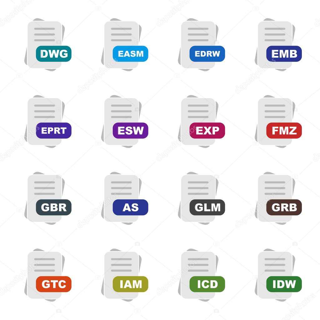 Conjunto de iconos de formato de archivo, ilustración vectorial 2022