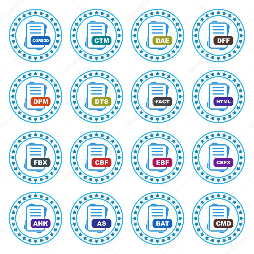 Conjunto de iconos de formato de archivo, ilustración vectorial 2024