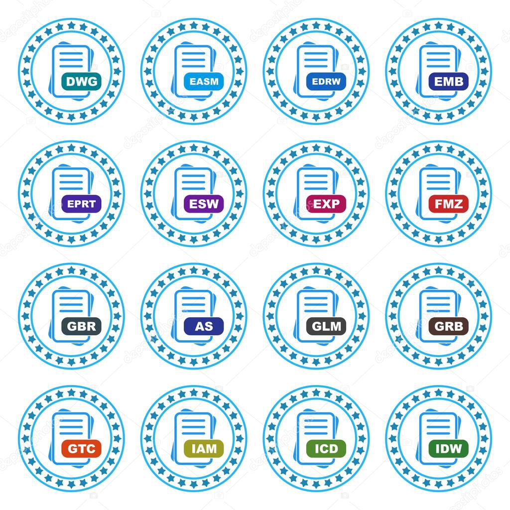 Conjunto de iconos de formato de archivo, ilustración vectorial 2024