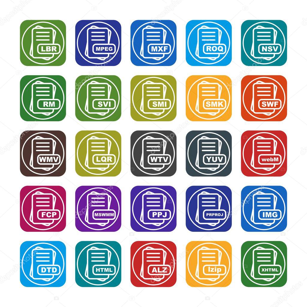 conjunto de iconos de formato de archivo vectorial 2023