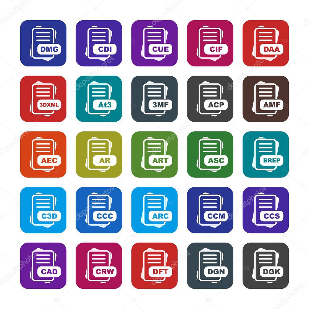 conjunto de iconos de formato de archivo vectorial 2022
