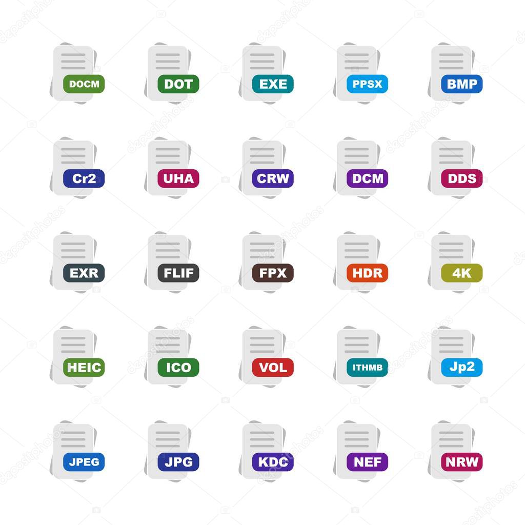 conjunto de iconos de formato de archivo vectorial 2023