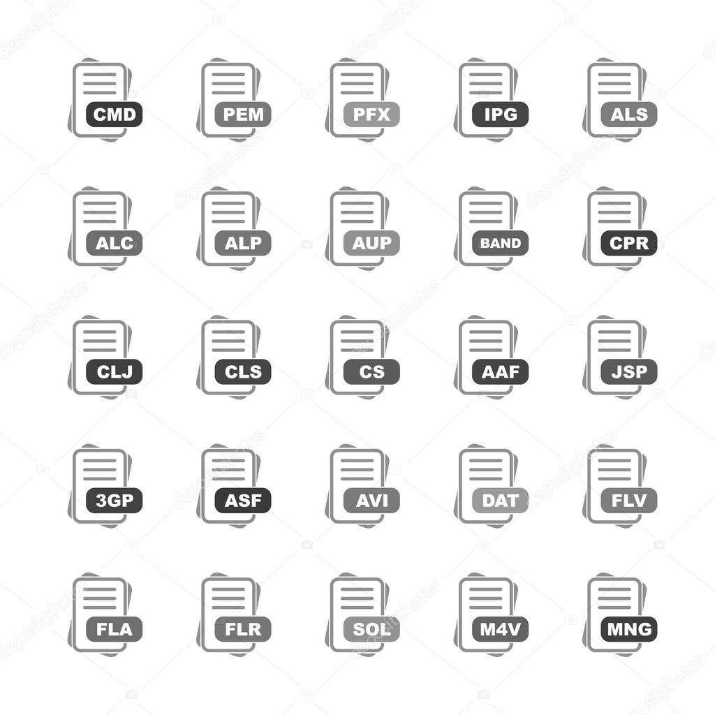 conjunto de iconos de formato de archivo vectorial 2023