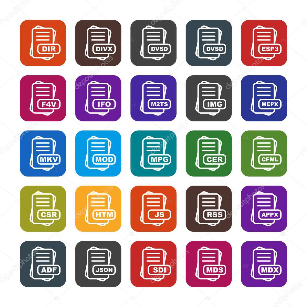 conjunto de iconos de formato de archivo vectorial 2022