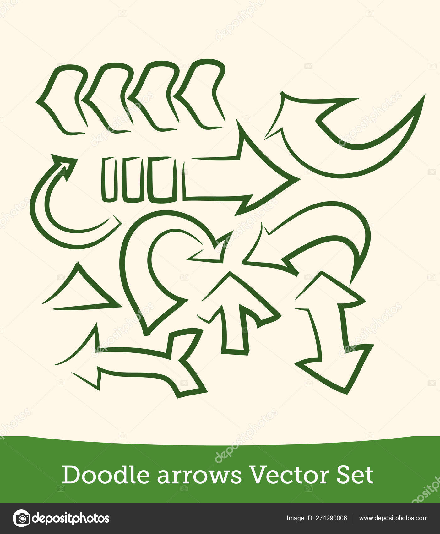 Flecha doodle conjunto aislado sobre fondo blanco. Vector Vector de ...