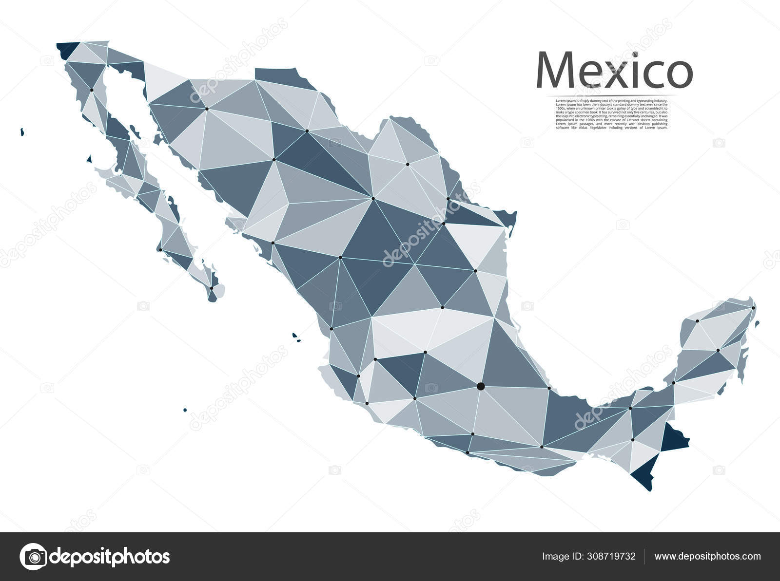 Map of Mexico connection. Vector low-poly image of a global map with ...