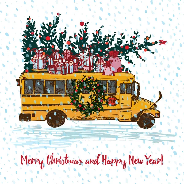 Merry christmas bus, Royalty-free Merry christmas bus Vector Images ...