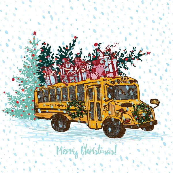 Merry christmas bus, Royalty-free Merry christmas bus Vector Images ...