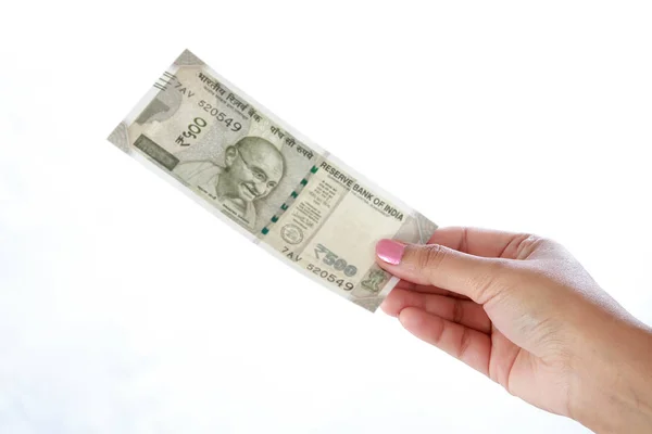 Hand Holding 500 Rupee Notes White Background Stock Photo by ...