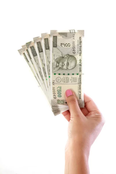 Hand Holding 500 Rupee Notes White Background Stock Photo by ...