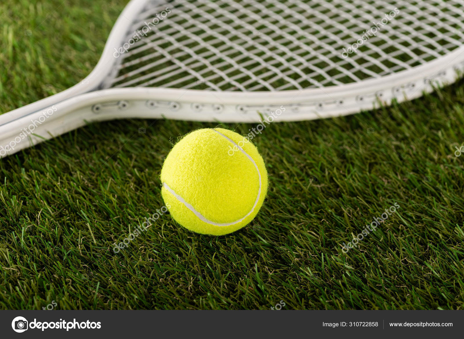 Tennis Racket Ball Green Grass Sports Betting Concept — Stock Photo ...