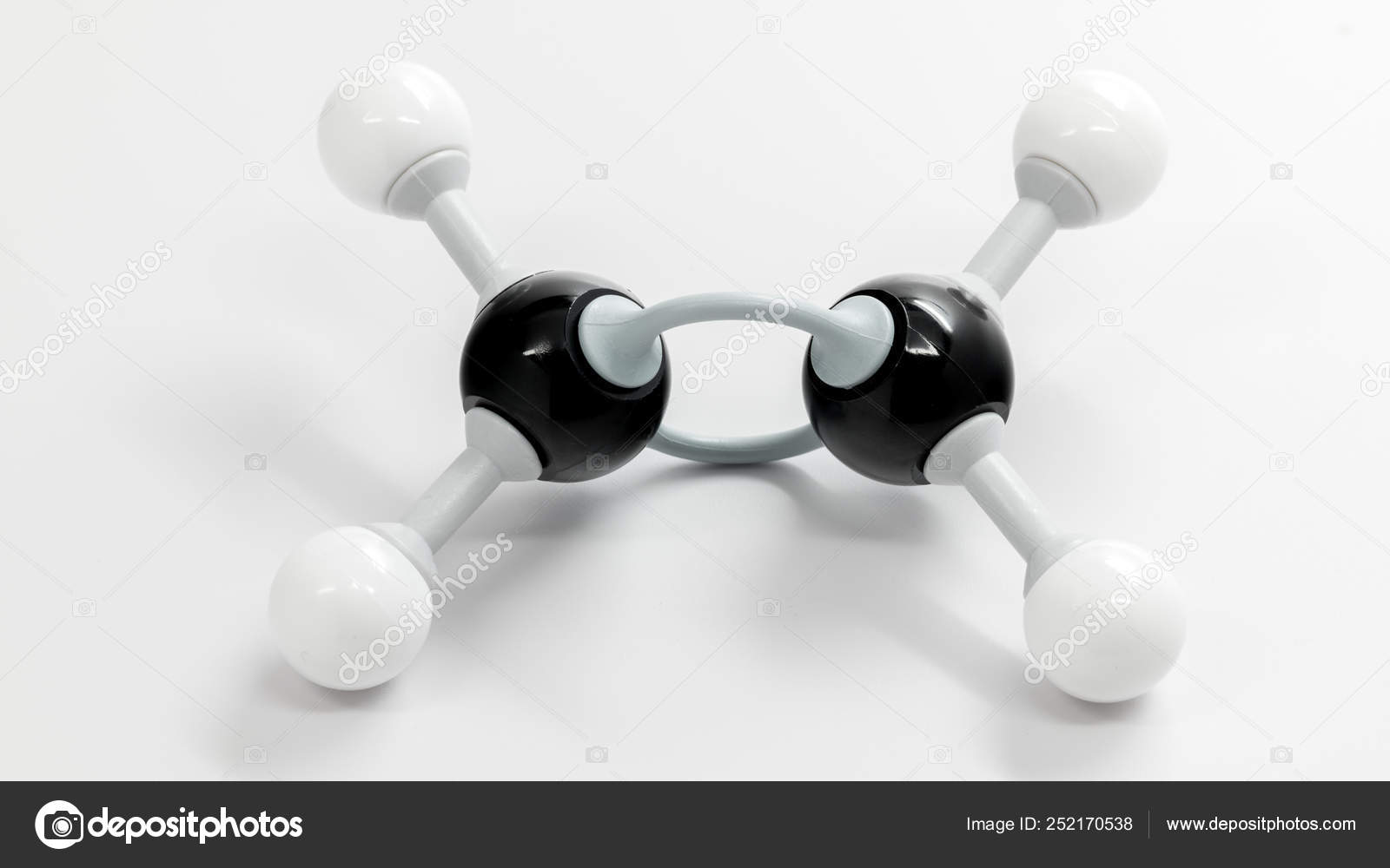 Ethene molecule model with white and black balls for chemistry c ⬇ ...