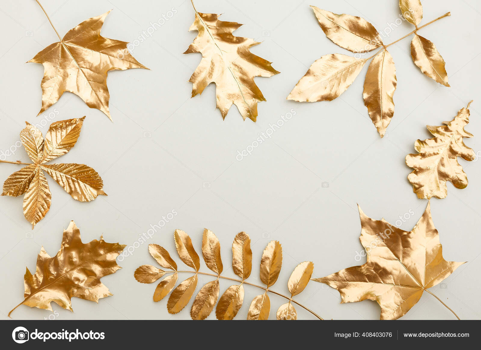 Gold Leaf Design Elements Edge Frame Frame Golden Leaves Stock Photo by ...