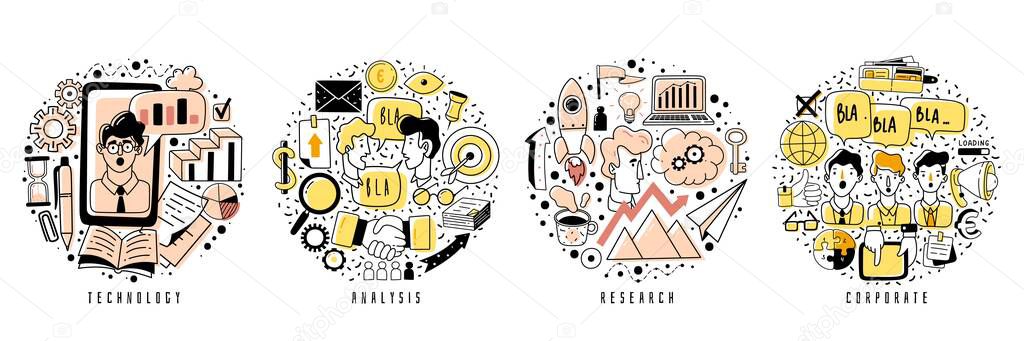 Financial report doodle concept Vector Art Stock Images | Depositphotos