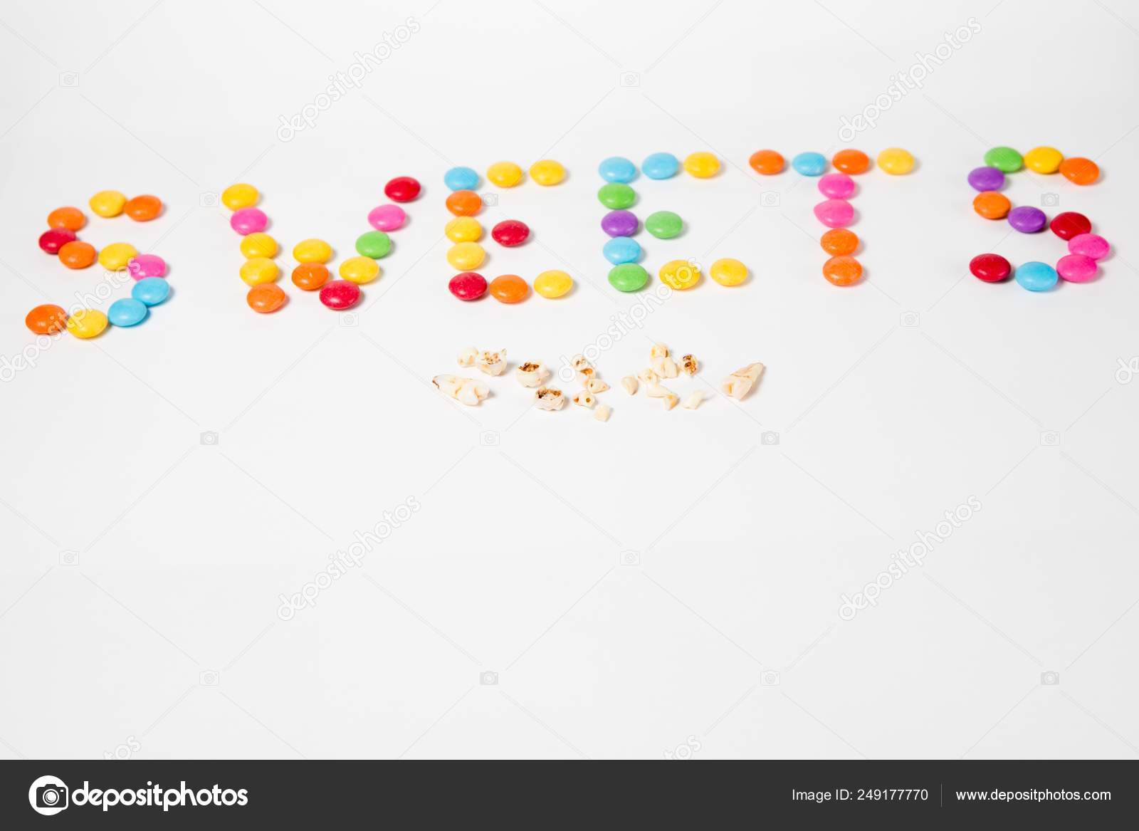 SWEETS made from colorful sweet candies - caries on teeth - clean your ...