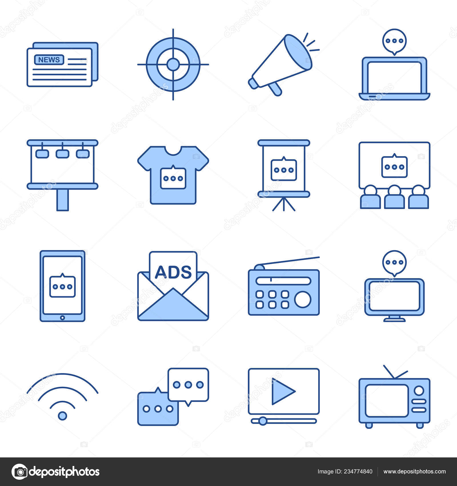 Advertising Icons Pack Isolated Symbols Collection Stock Vector by ... Advertising Icons Pack Isolated Symbols Collection Stock Vector by ...