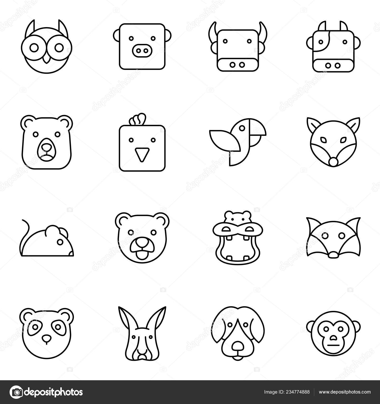 Pack Iconos Animales Colección Símbolos Aislados Vector de stock ...