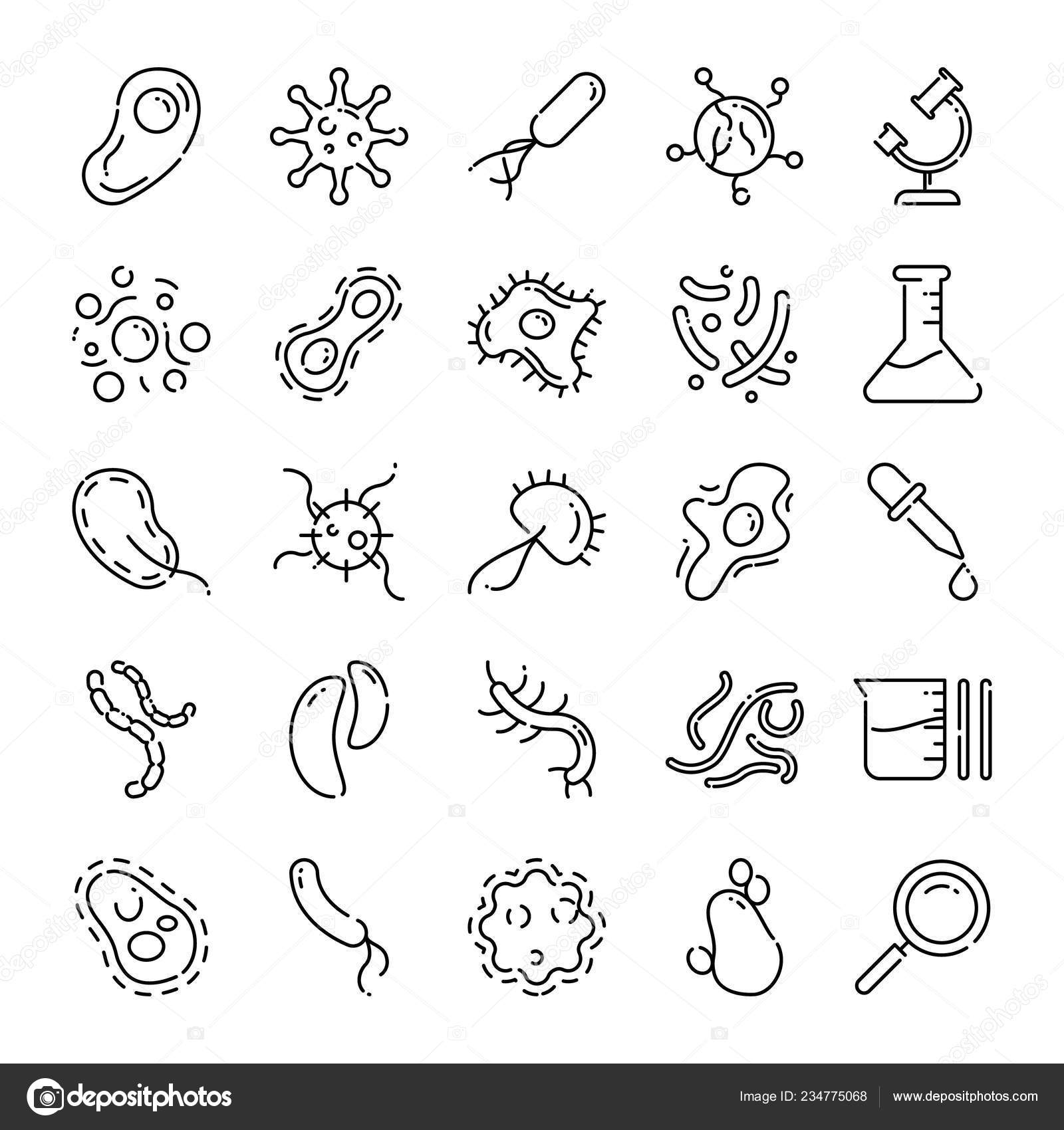 Bacteria Icons Pack Isolated Symbols Collection Stock Vector by ©ware ...