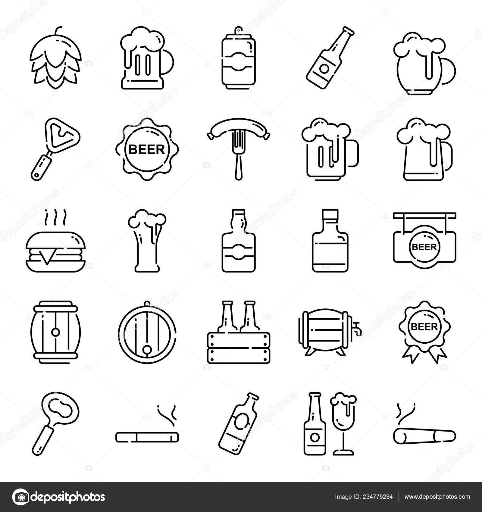 Beer Icons Pack Isolated Symbols Collection Stock Vector by ©ware 234775234