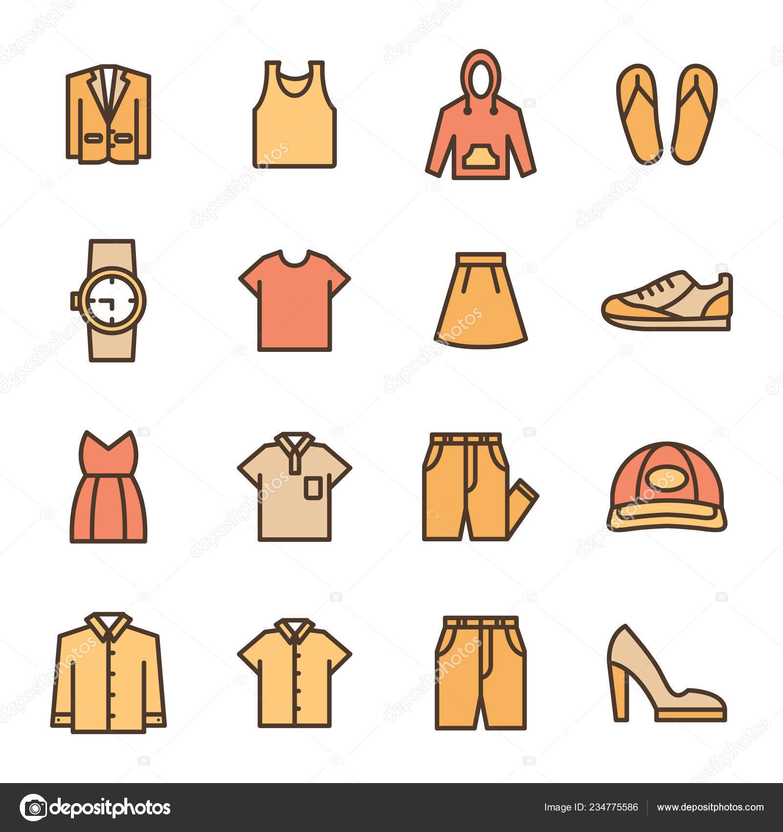 Clothes Icons Pack Isolated Symbols Collection Stock Vector by ©ware ...