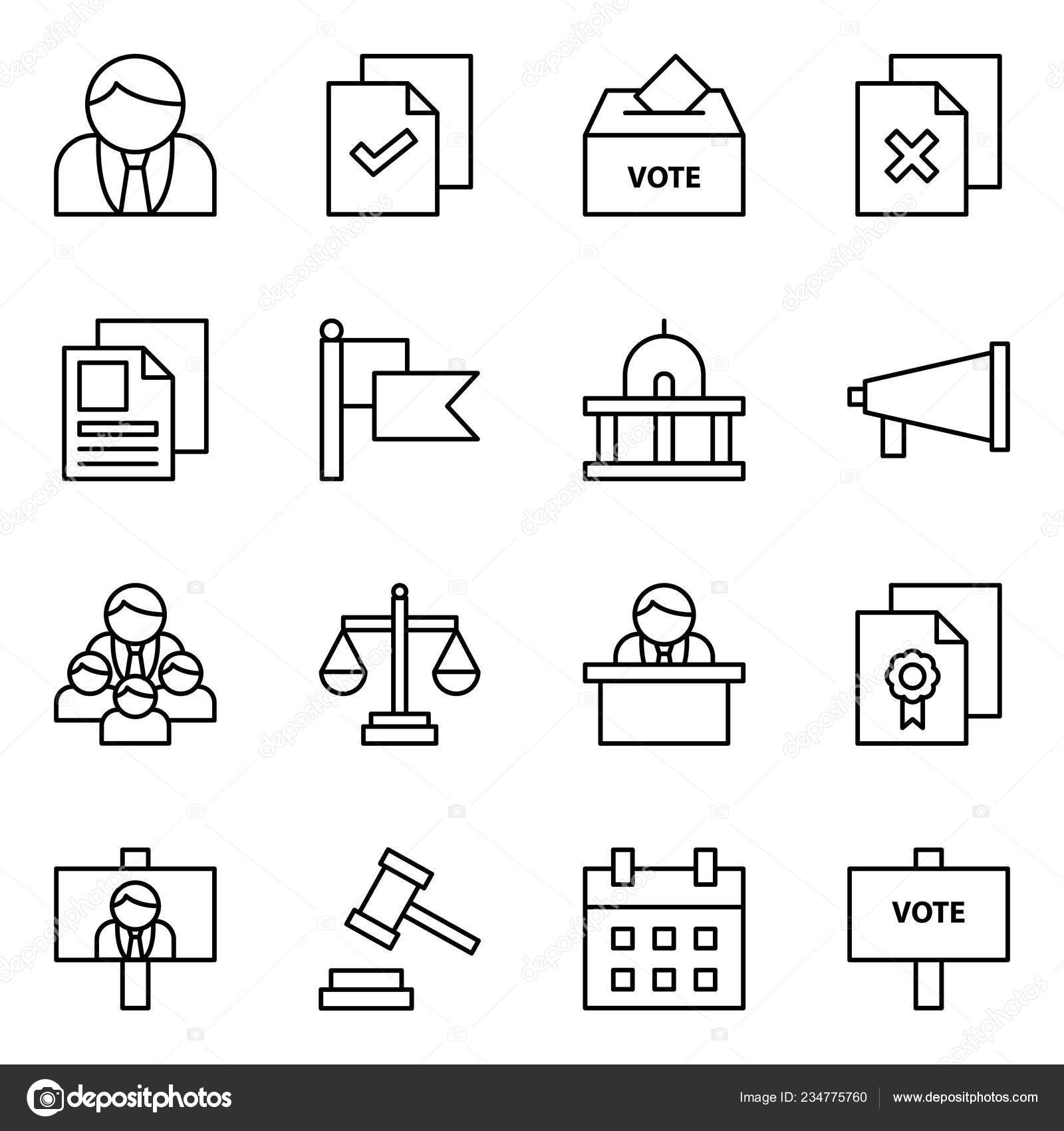Democracy Icons Pack Isolated Symbols Collection Stock Vector Image by ...