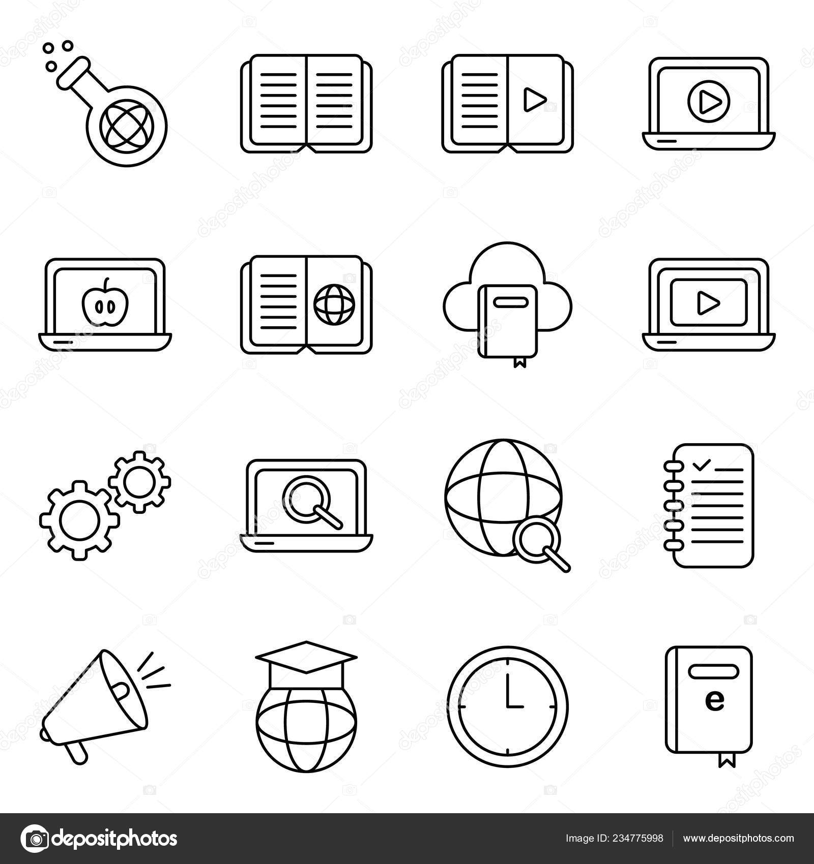 Learning Icons Pack Isolated Symbols Collection Stock Vector by ©ware ...