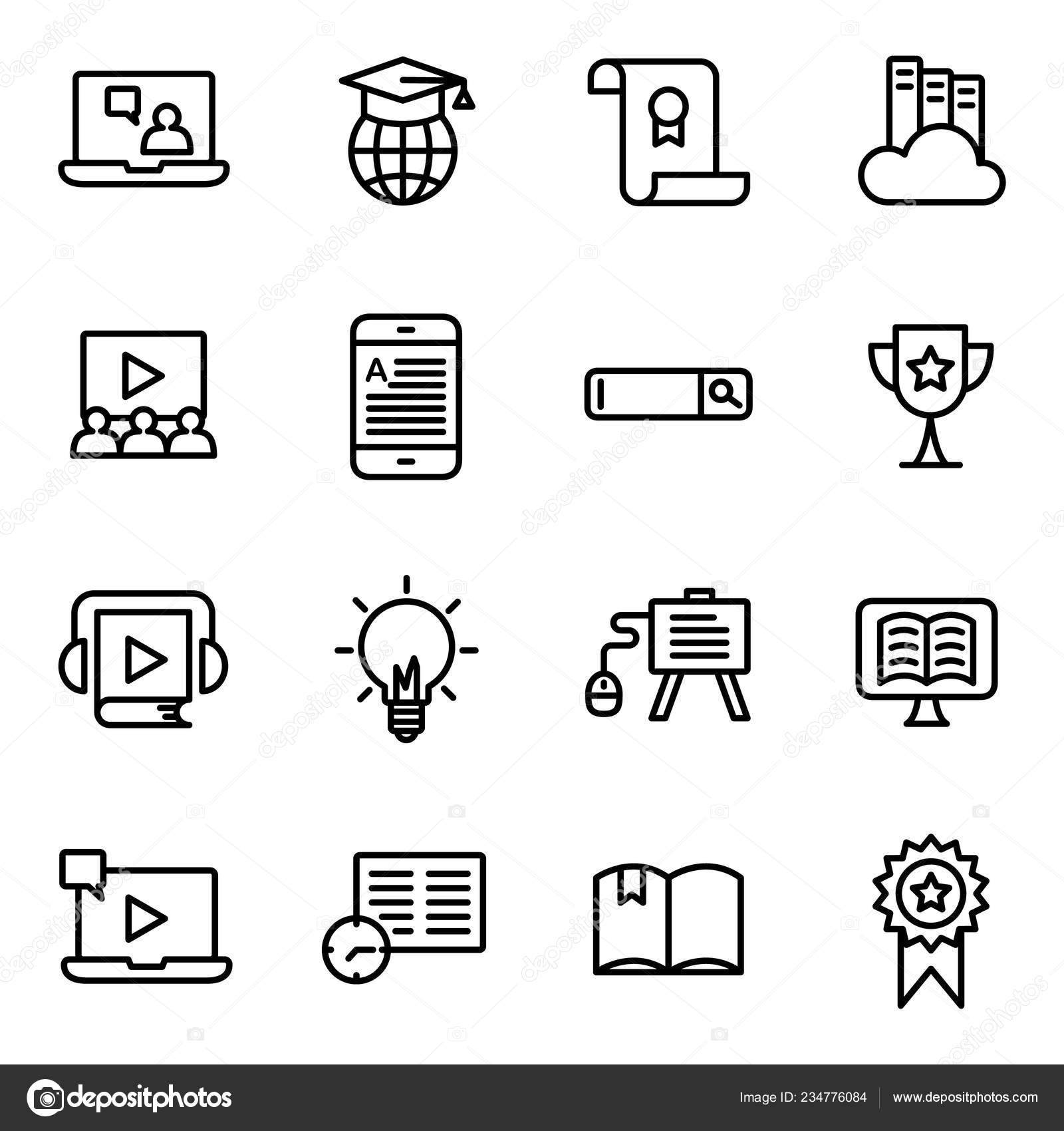 Learning Icons Pack Isolated Symbols Collection Stock Vector by ©ware ...