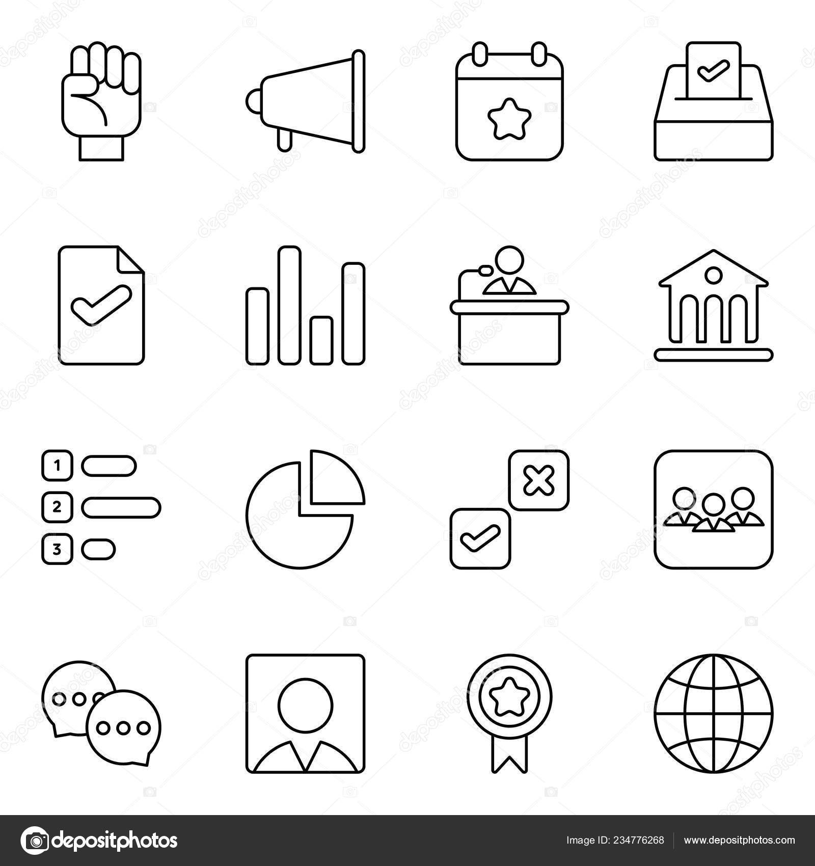 Election Icons Pack Isolated Symbols Collection Stock Vector by ©ware ...