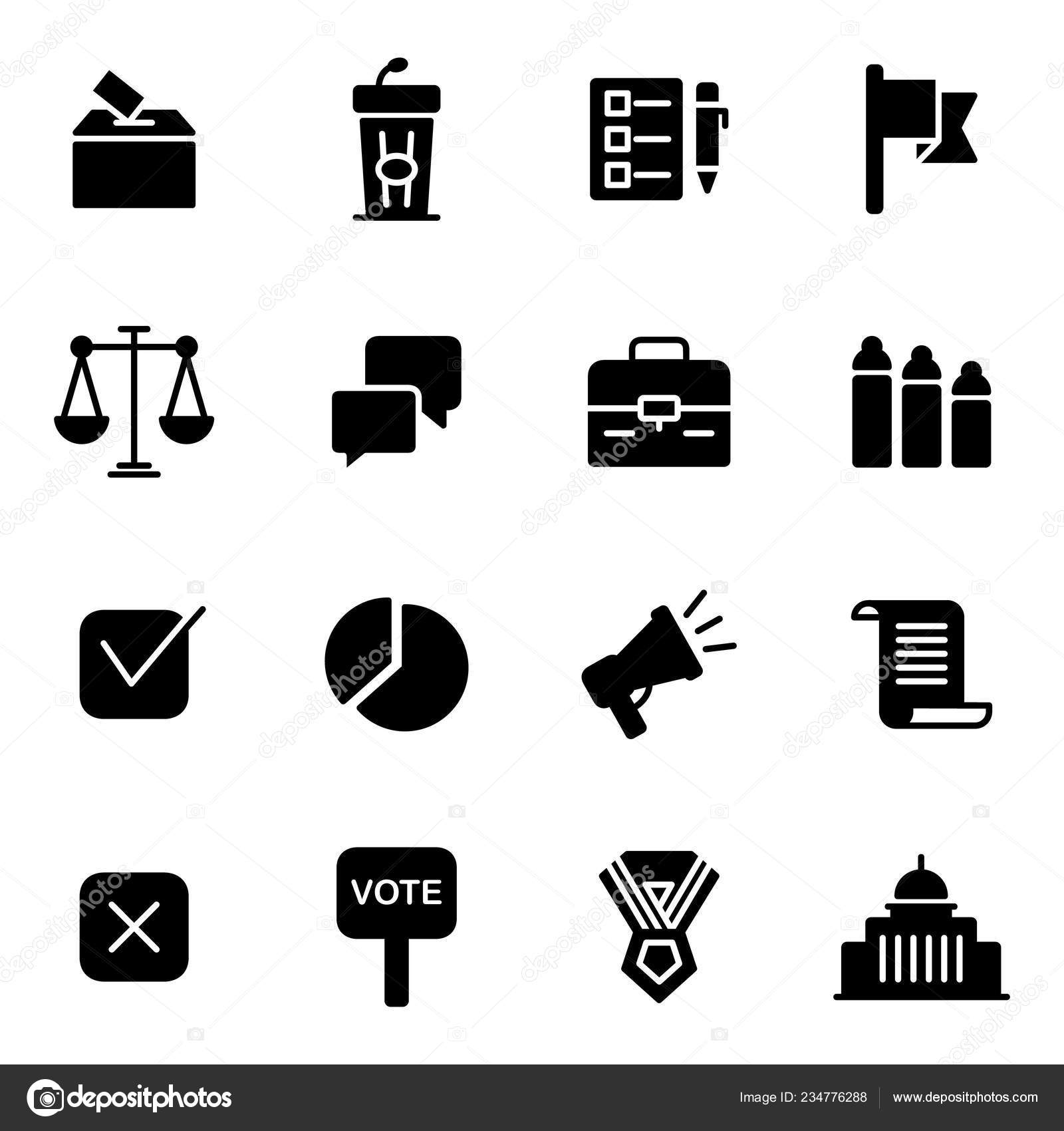 Election Icons Pack Isolated Symbols Collection Stock Vector Image by ...