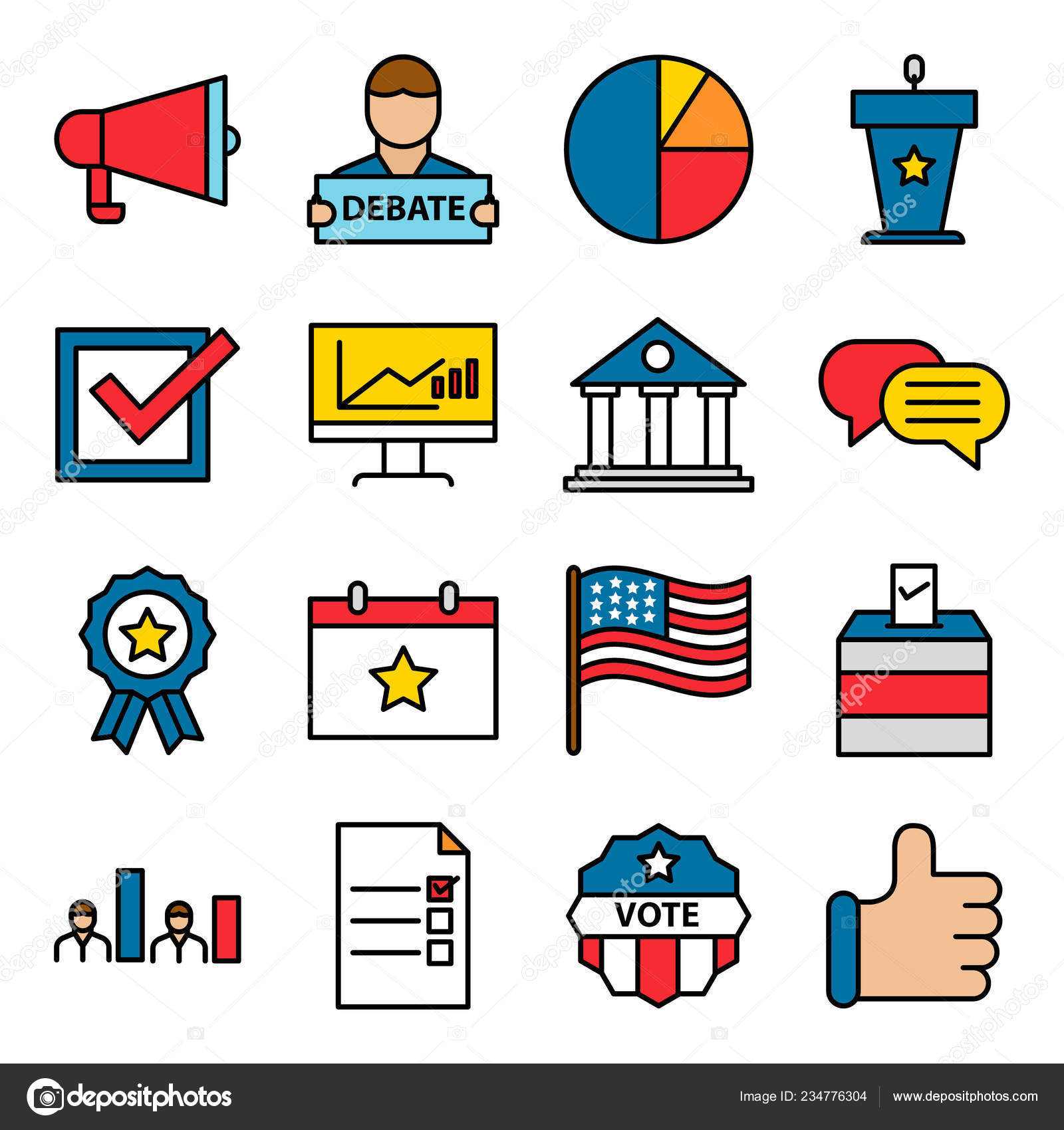 Election Icons Pack Isolated Symbols Collection Stock Vector by ©ware ...