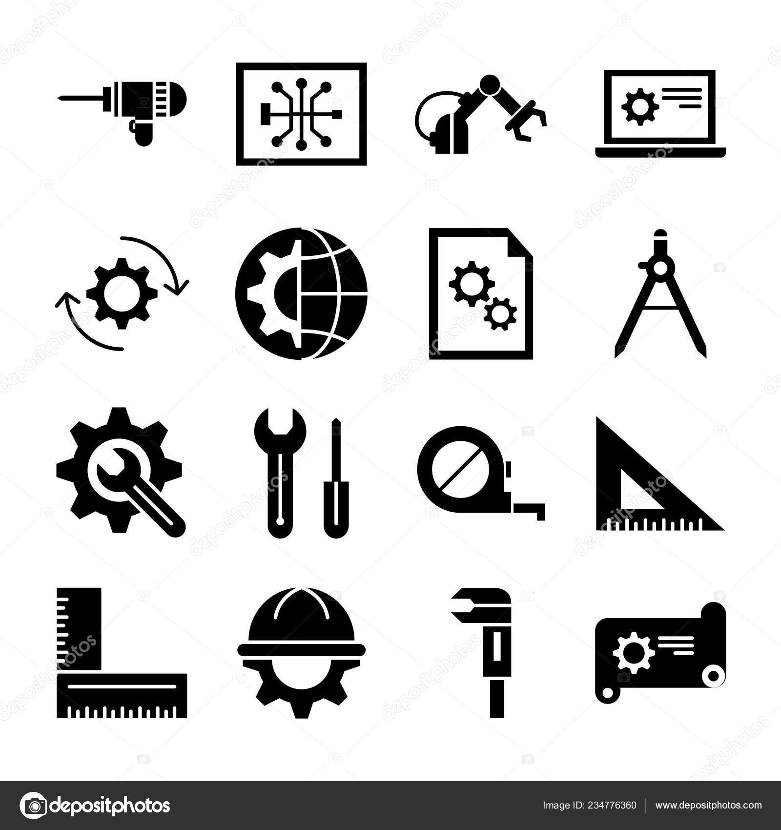 Engineering Icons Pack Isolated Symbols Collection Stock Vector by ... Engineering Icons Pack Isolated Symbols Collection Stock Vector by ...