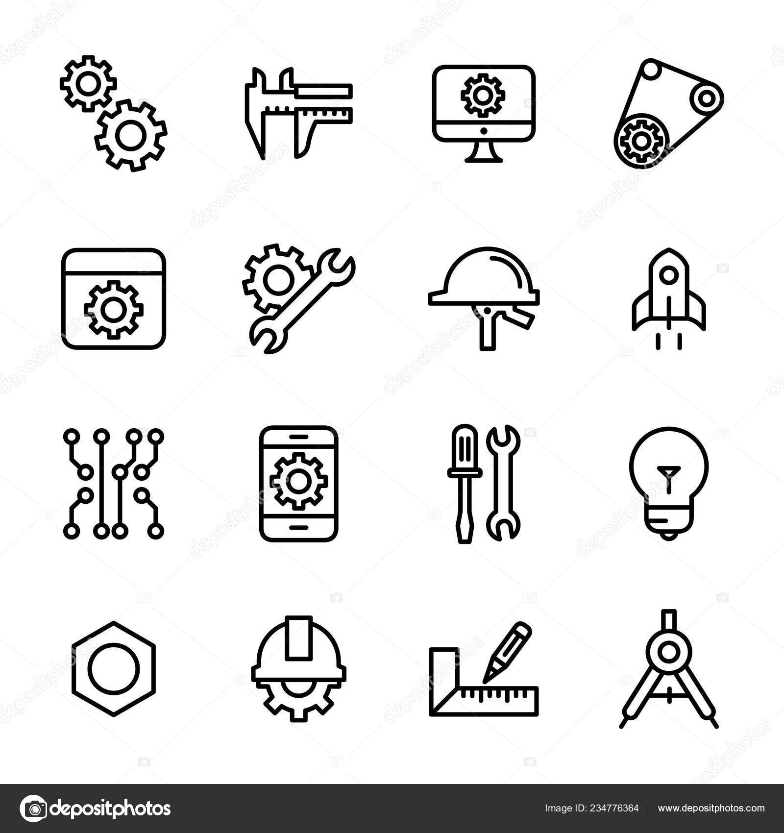Engineering Icons Pack Isolated Symbols Collection Stock Vector by ... Engineering Icons Pack Isolated Symbols Collection Stock Vector by ...