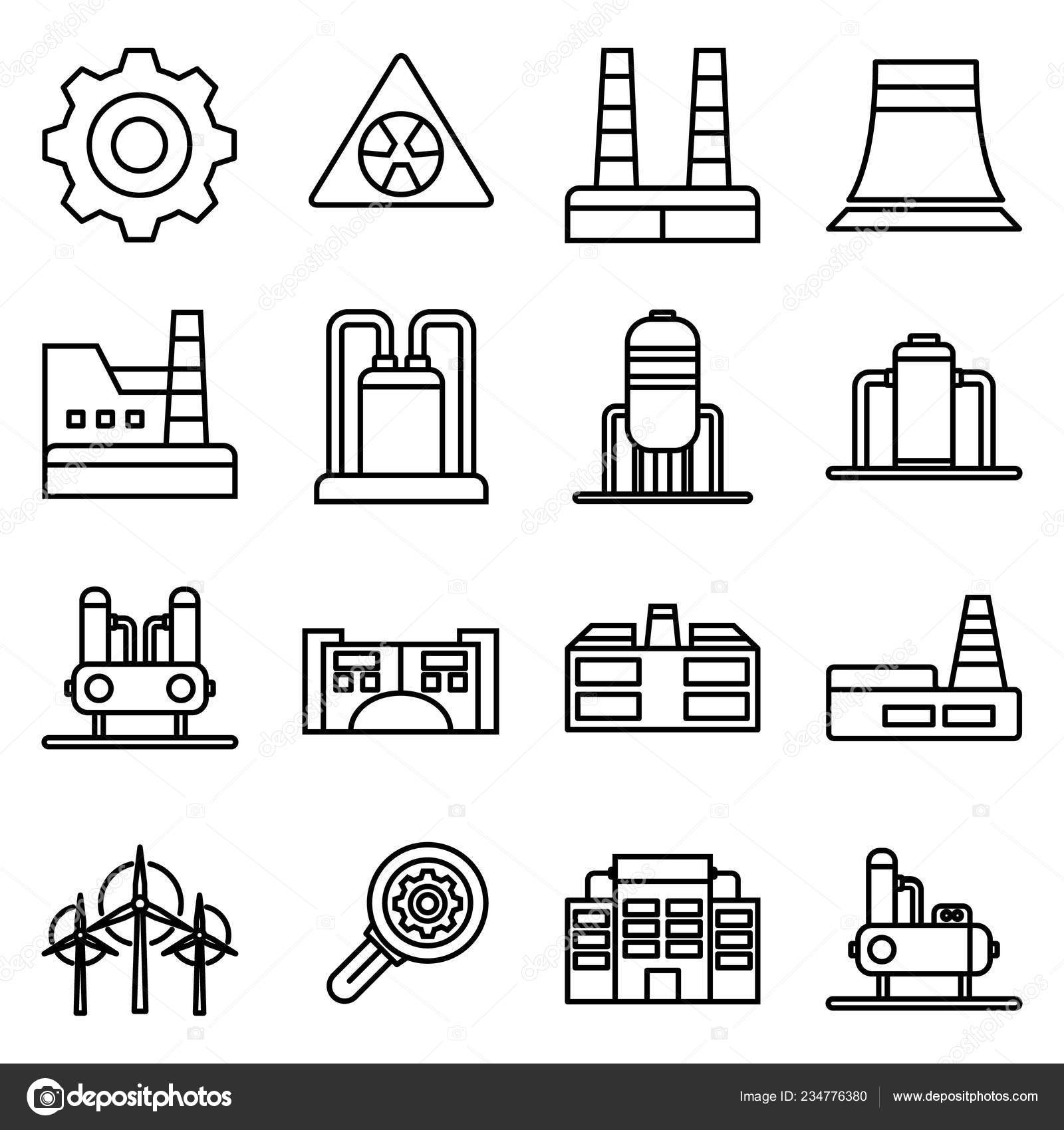 Factory Icons Pack Isolated Symbols Collection Stock Vector by ©ware ...