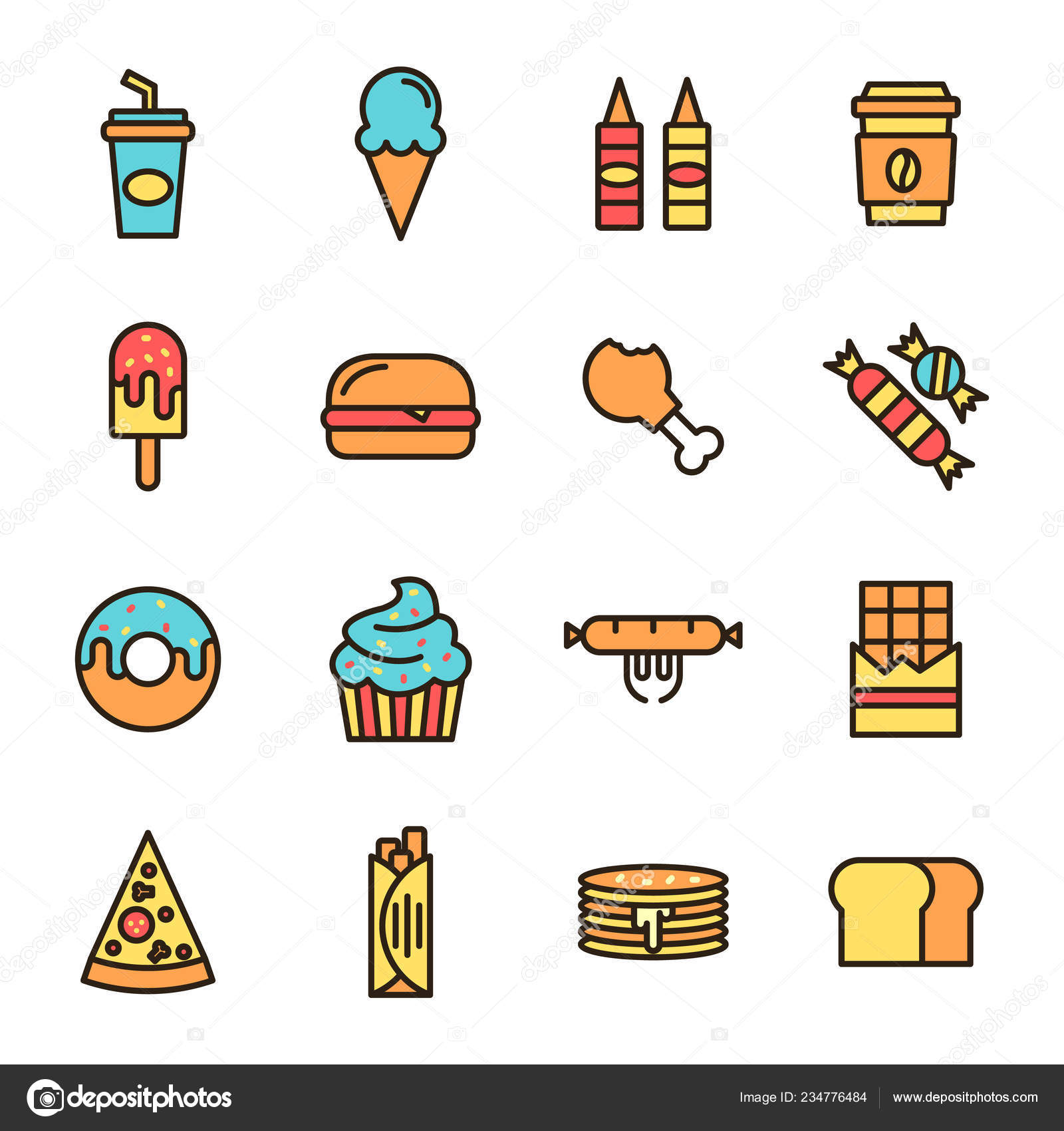 Fast Food Icons Pack Isolated Symbols Collection Stock Vector by ©ware ...