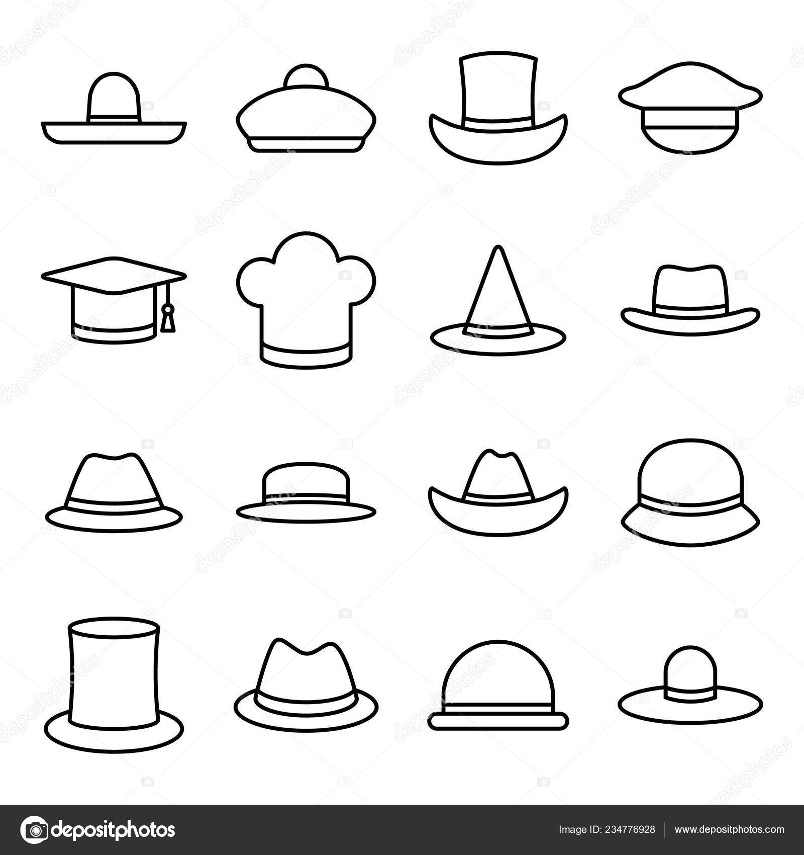 Hat Icons Pack Isolated Symbols Collection Stock Vector by ©ware 234776928 Hat Icons Pack Isolated Symbols Collection Stock Vector by ©ware 234776928