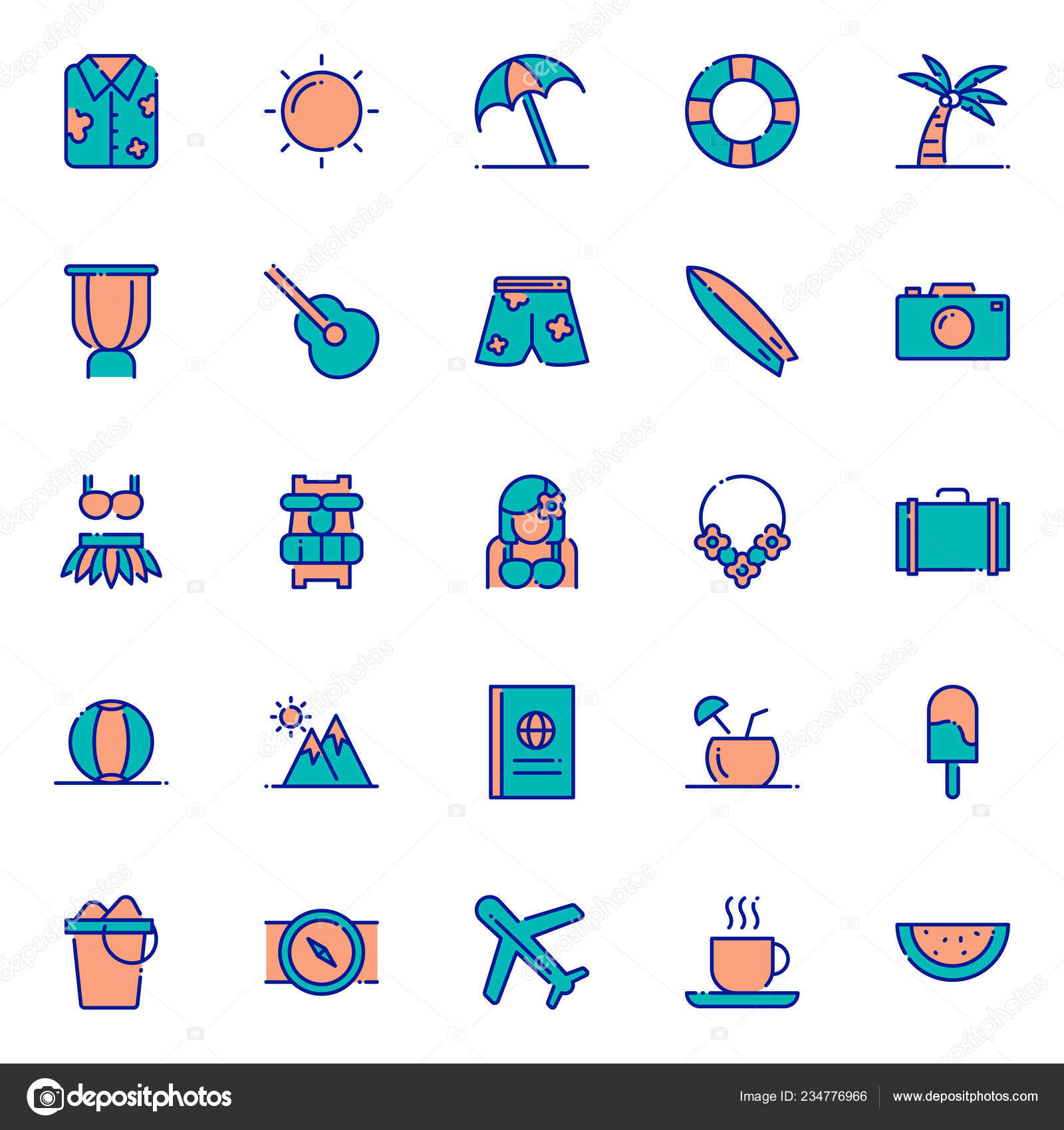 Hawaii Icons Pack Isolated Symbols Collection Stock Vector by ©ware ... Hawaii Icons Pack Isolated Symbols Collection Stock Vector by ©ware ...