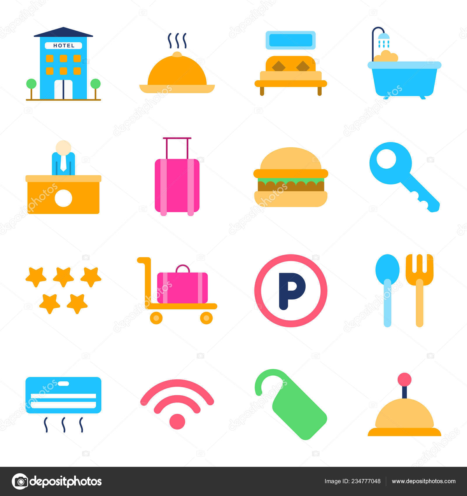 Hotel Icons Pack Isolated Symbols Collection Stock Vector by ©ware ...