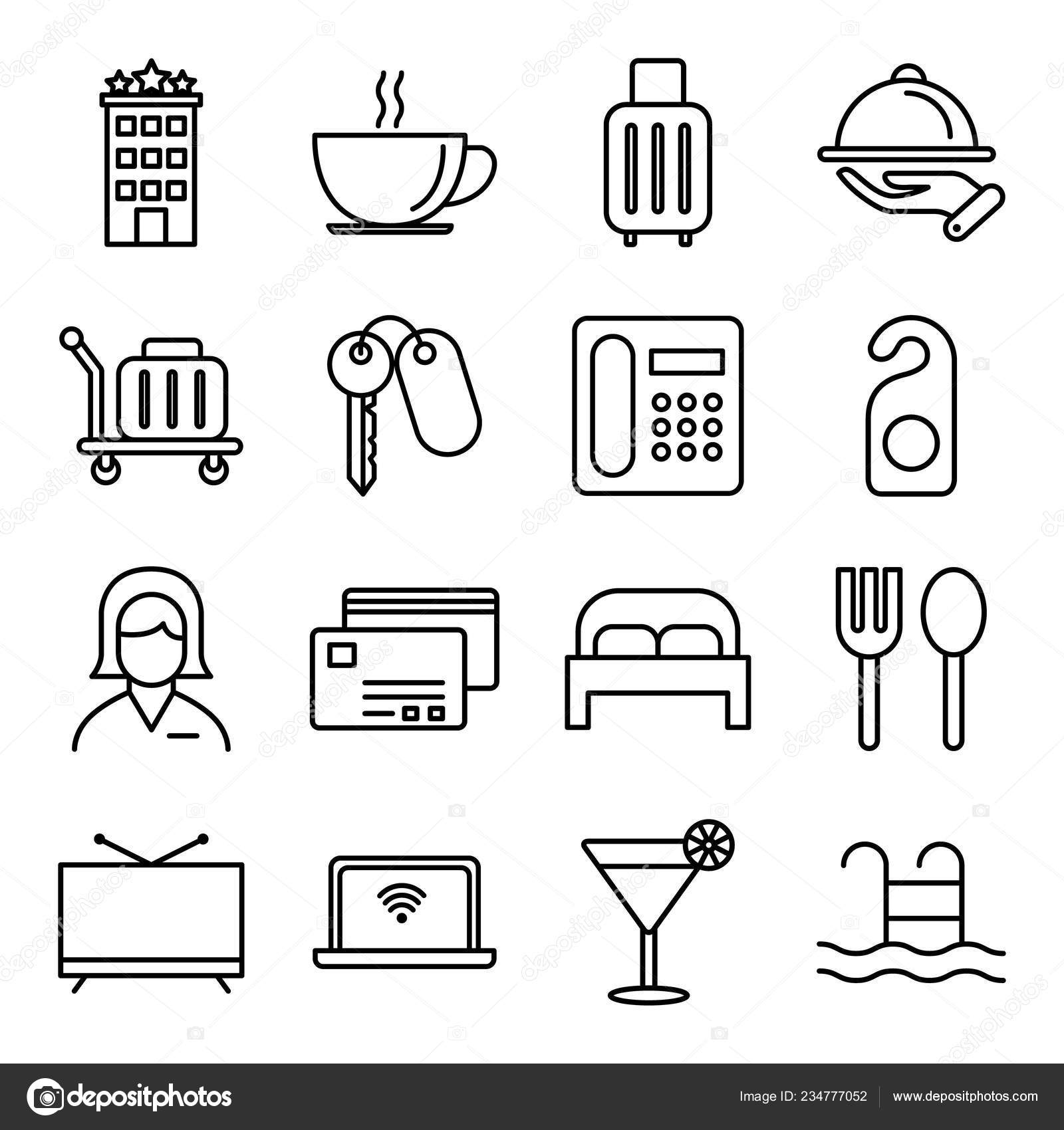 Hotel Icons Pack Isolated Symbols Collection Stock Vector by ©ware ...