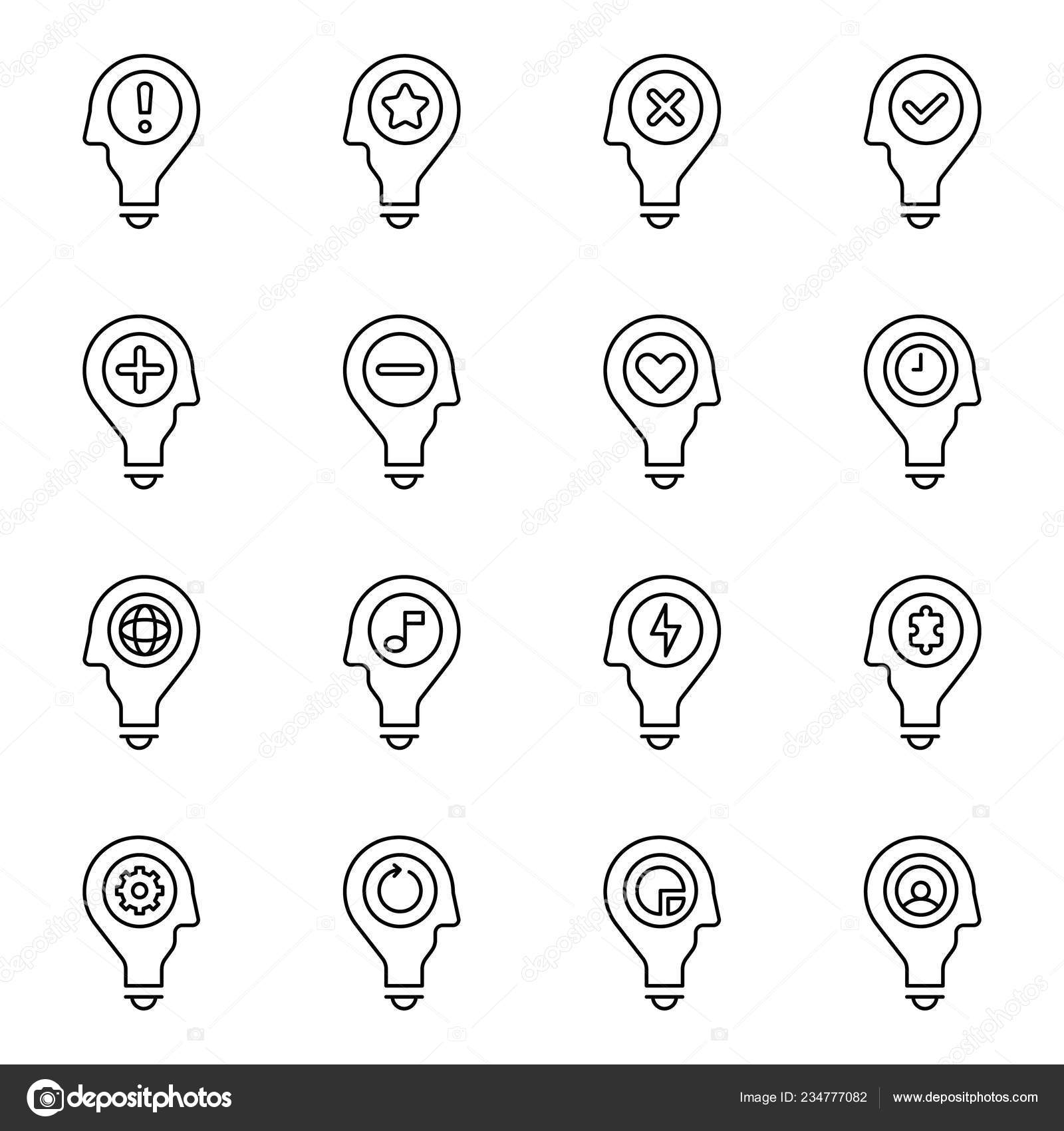 Human Minds Icons Pack Isolated Symbols Collection Stock Vector by ...