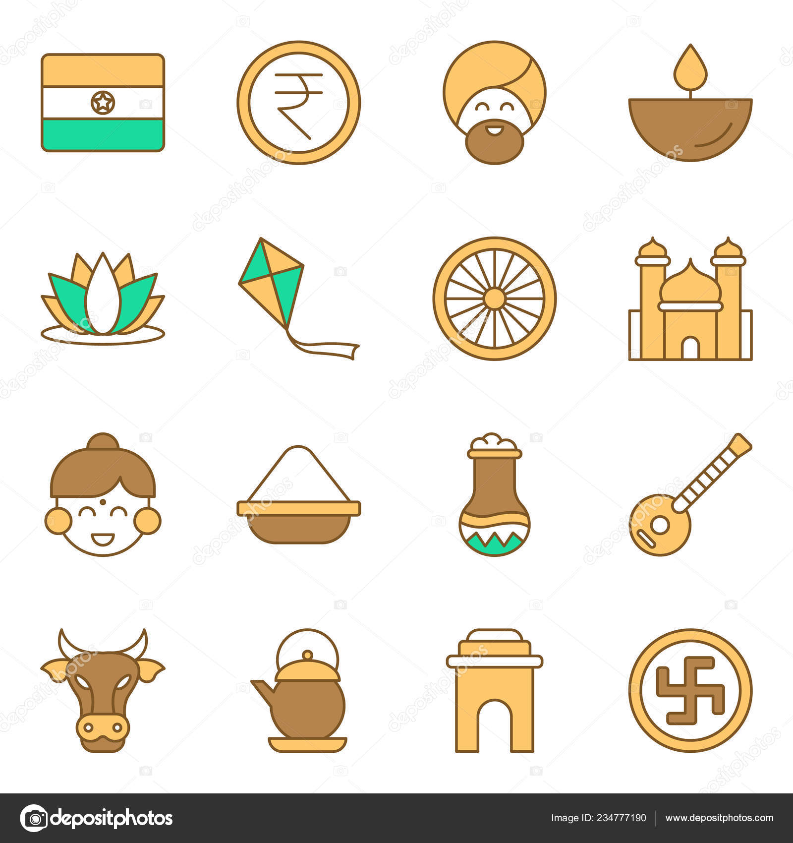 India Icons Pack Isolated Symbols Collection Stock Vector by ©ware ...
