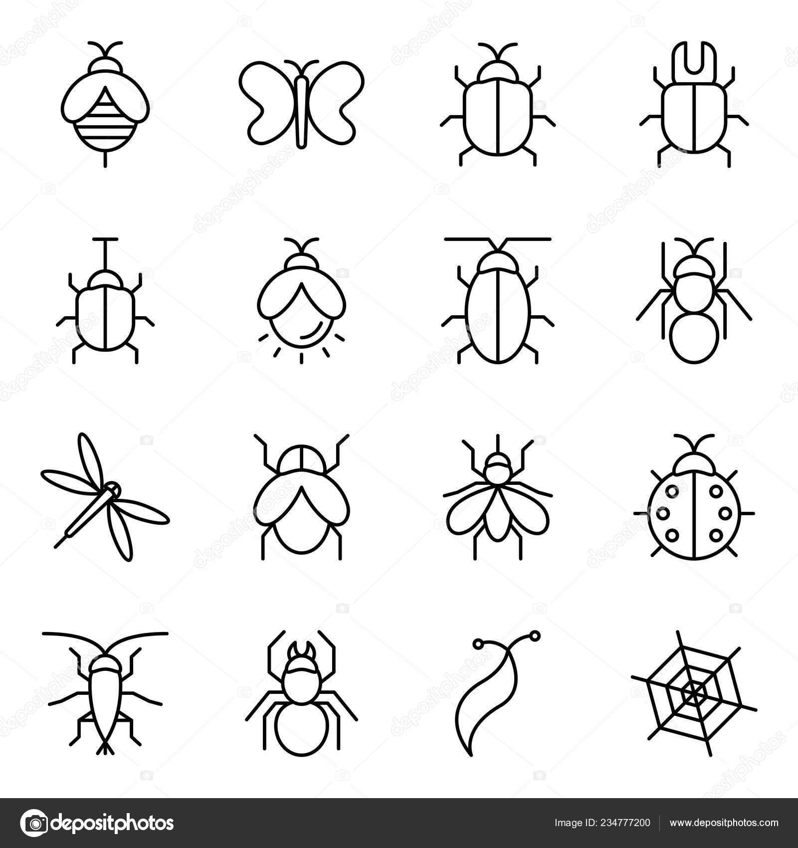 Insect Icons Pack Isolated Symbols Collection Stock Vector by ©ware ...