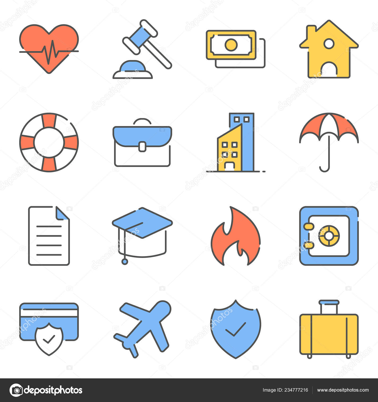 Insurance Icons Pack Isolated Symbols Collection Stock Vector by ©ware ...