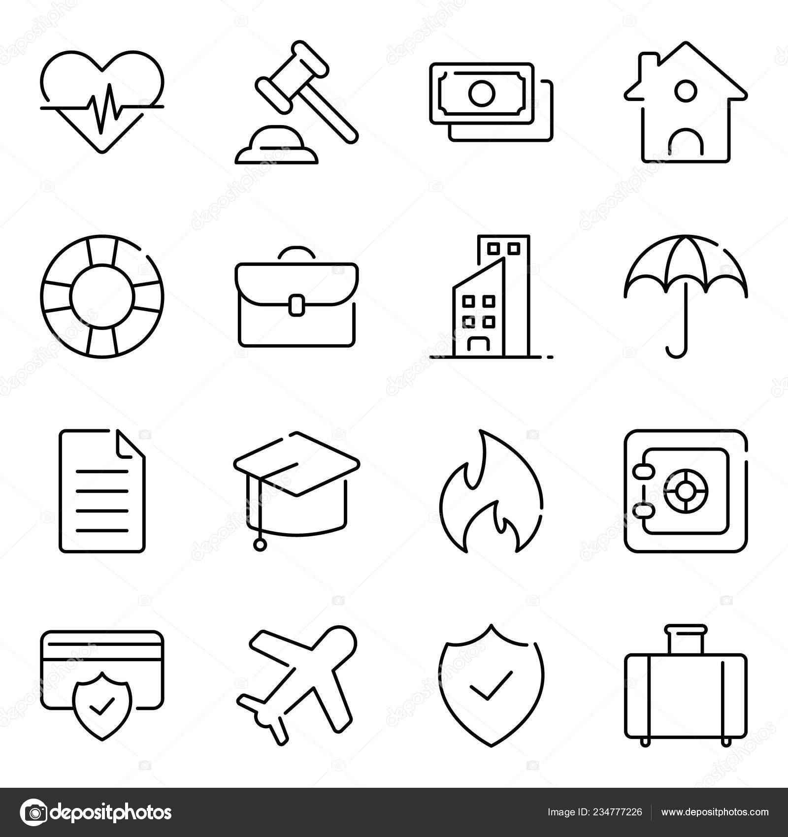 Insurance Icons Pack Isolated Symbols Collection Stock Vector by ©ware ...