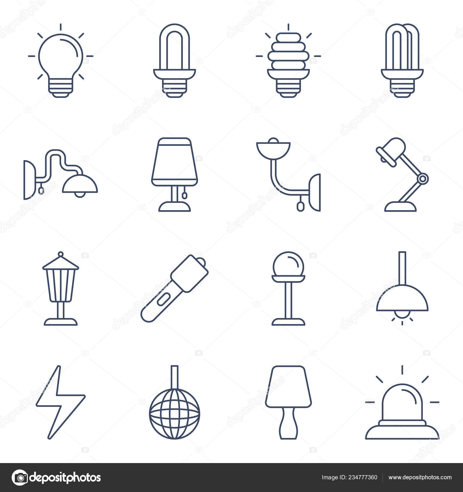 Lamp Icons Pack Isolated Symbols Collection Stock Vector by ©ware 234777360