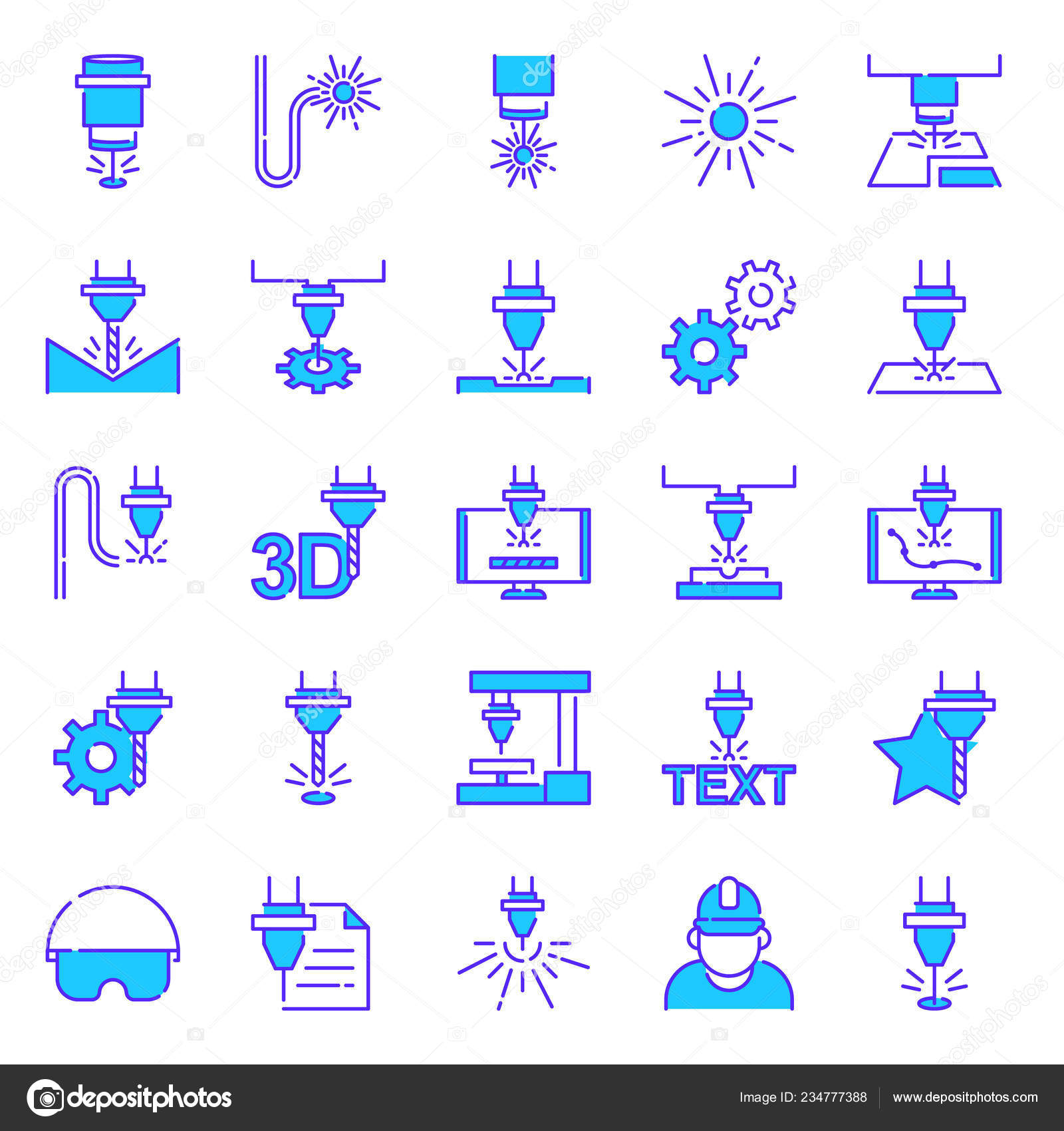 Laser Cutting Icons Pack Isolated Symbols Collection Stock Vector by ...